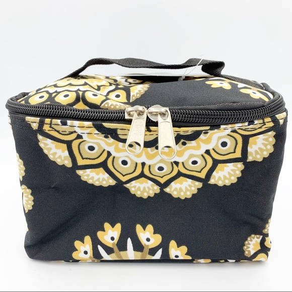 Ngil | Bags | Ngil Black Yellow Print Canvas Makeup Bag | Poshmark
